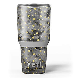 Design Skinz Black and Gold Watercolor Polka Dots - Skin Decal Vinyl Wrap Kit Compatible with The Yeti Rambler Cooler Tumbler Cups