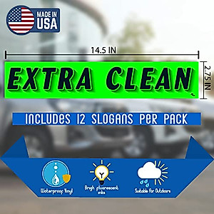 Versa Tags Windshield Slogan Stickers 12 Pack of FINANCING Available Stickers 12 Pack of 3RD Row Seating Slogans 12 Pack of WE Finance Window Stickers (36) Dealership Stickers Black On Green