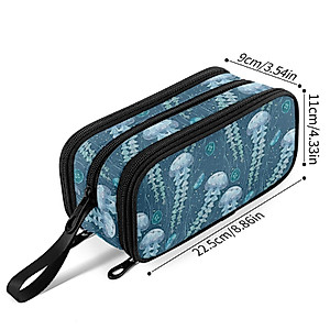 Fustylead Transparent Jellyfish Big Capacity Pencil Pen Case, Multi-Purpose Makeup Bag Organizer Storage Pouch for Office College School Hiking Travel