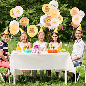 Faccito 63 Pcs Sun First Birthday Party Balloons Boho Rainbow Sunrise Latex Balloons First Trip Around the Sun Party Decorations Half Sun Sunshine Balloons for Birthday Baby Shower Decoration Supplies