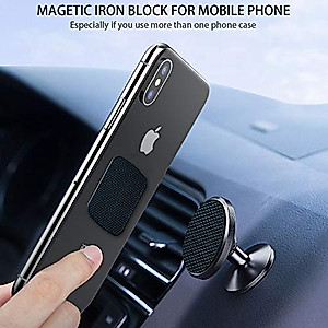 HOSNNER Metal Plate Wrapped with Silicone for Magnetic car Phone Holders - 6 Pack 3 Rectangle and 3 Round (Black)