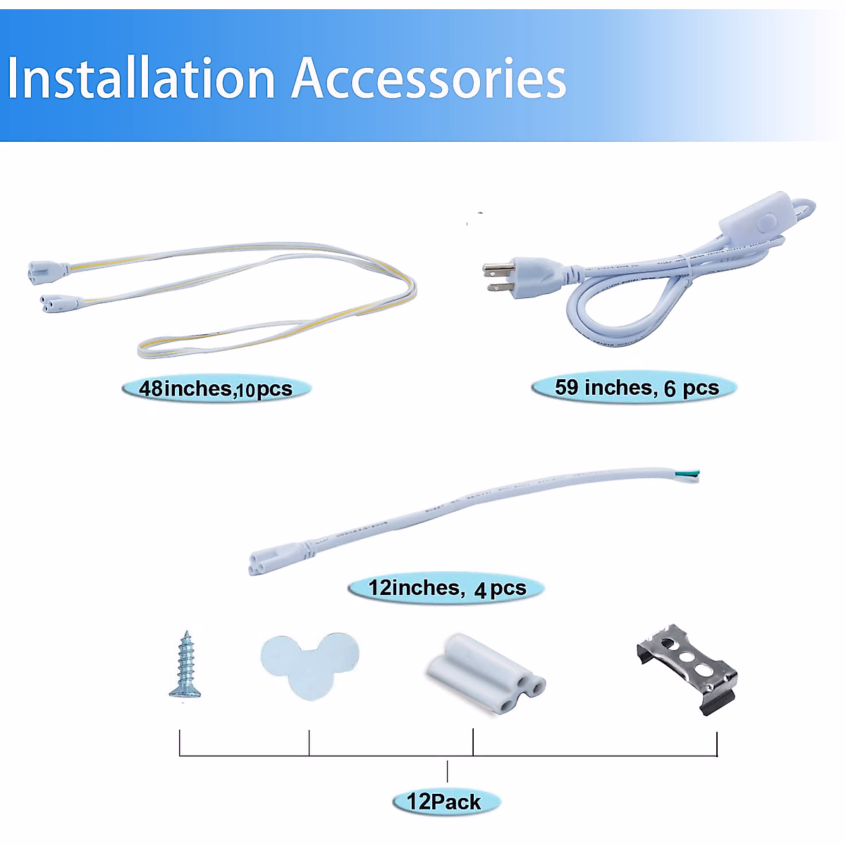 MKUJOO 12 Pack 4FT 40W LED Shop Light, V Shape Integrated T8 LED Tube Light, 6000K Super Bright White,high Output Linkable with Plug for Garage, Workshop,Basement,Warehouse