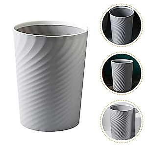 Hemoton Trash can Bedroom Plastic Containers Round Plastic Wastebasket, Garbage Container Bin 12 L/ 3.1 Gallon Capacity (Grey) Small Containers Small Trash can
