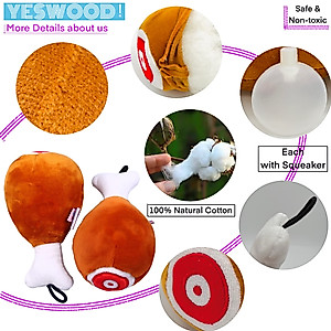 YESWOOD! 3 Pack Plush and Stuffed Drumstick Dog Squeaky Toys Cute Turkey Leg Puppy Chew Toys for Small Medium Dog Dog Gift Chicken Leg Toy with Dental Cotton (3 Pack Cute)