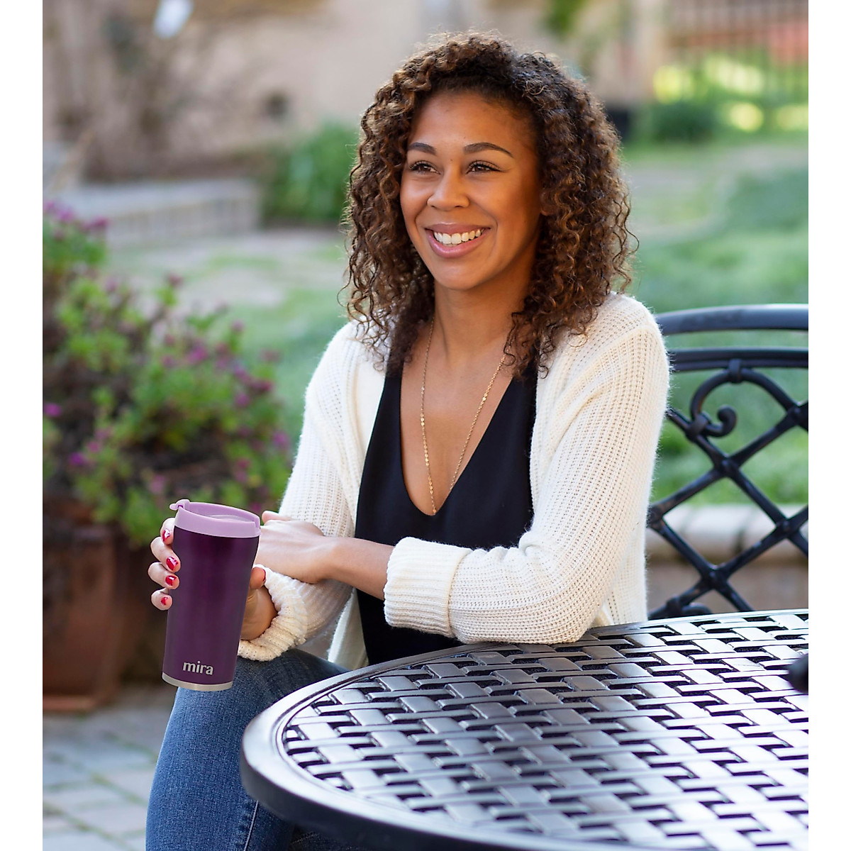 MIRA 12 oz Coffee Travel Mug - Stainless Steel Insulated Tumbler with Leak-Proof Lid - Hot & Cold Cup - Iris