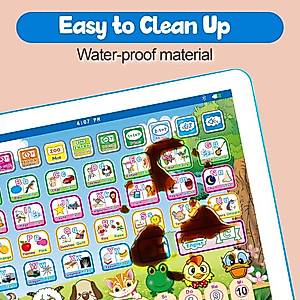 ZeenKind French & English Learning Tablet Toy for Kids 2 3 4 Years Old, Learn French Francais Alphabet Numbers Words Spelling, Interactive Bilingual Tablet Toys for Toddlers Babies