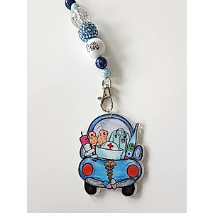 REARVIEW MIRROR HANDMADE BEADED NURSE CAR CHARM - FREE STANDARD SHIPPING