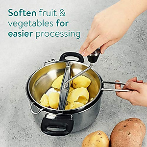 Navaris Stainless Steel Food Mill - Rotary Food Mill Vegetable Strainer Potato Masher Grinder with 3 Milling Discs, 1 Quart Capacity - Dishwasher Safe