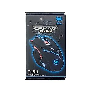 zelotes T90 Gaming Mouse 9200 DPI, 8 Programmable Buttons Multi-Modes LED Lights USB Gaming Mice, Weight Tuning for Laptop, Desktop, PC,- Black