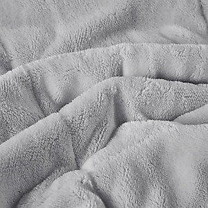 Madison Park Queen Cozy Blanket HeiQ Smart Temperature Plush to Microfiber Reverse Box Quilting, Reversible, Soft All Season, Lightweight Summer Cover, for Bed, Couch and Sofa, Full/Queen, Grey
