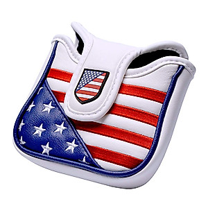 GOOACTION USA Golf Club Square Mallet Putter Cover Heel Shafted Magnetic Synthetic Leather American Stars and Stripes Flag Patriotic Golf Headcover