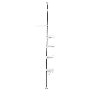 Shower Shelves Rack,4-Tier Bathroom Height 63" -118" Adjustable Telescopic Shower Shelf Shower Corner Rack