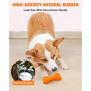 SCHITEC Dog Chew Toy, Puppy Teething Bone for Dental Health, Interactive Non-Toxic Natural Rubber Toys for Small Medium Pets
