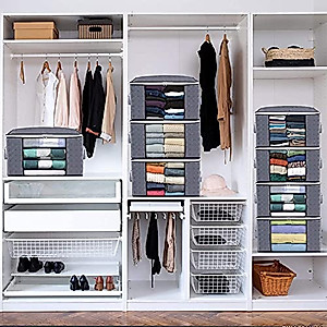 Clothing Storage Bag,Large Capacity Clothes Storage Bag Organizer with Reinforced Handle Thick Fabric for Comforters,Blankets,Bedding,Foldable with Sturdy Zipper, 90L 1-Pack,Clear Window