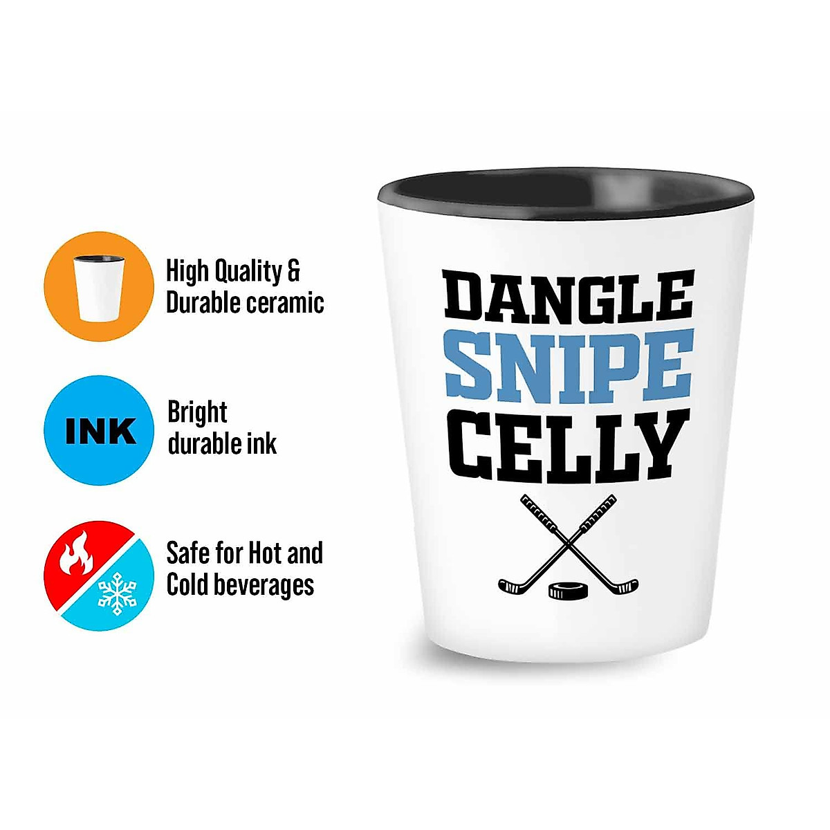 Bubble Hugs Hockey Shot Glass 1.5oz - Dangle Snipe Celly - Funny Hilarious Quote for Ice Hockey Player Coach Fan Hockey Puck Sports Lover