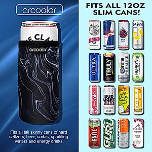 Arcoolor Neoprene Slim Beer Can Cooler for White Claw Turly Sleeves Beer Cooler Bags for 12oz Skinny Energy Drink & Beer