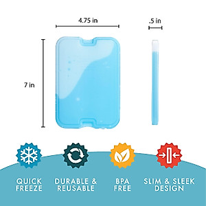 Fit + Fresh XL Cool Coolers Freezer Slim Ice Pack for Lunch Box, Coolers, Beach Bags and Picnic Baskets, Multi-Colored, 4 pack, Extra Large