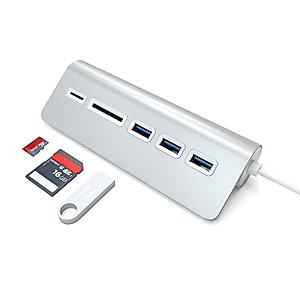 Satechi Aluminum USB 3.0 Hub & Card Reader - Compatible with MacBook Pro, MacBook, iMac, Surface Pro, Dell XPS and More (Silver)