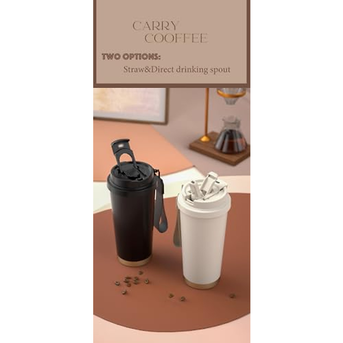 Stay Cool and Stylish with our Stainless Steel Iced Coffee Cup - 17.9oz, Black -Ceramic Inner Lining Includes Lid and Straw!