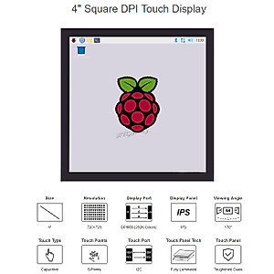 XYGStudy 4inch Square IPS Display Capacitive Touch Screen LCD (C) DPI Interface Resolution 720×720 Low Power Solution for Raspberry Pi 4B/3B+/Zero W etc