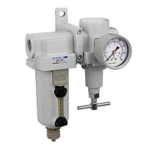 PneumaticPlus SAU420T-N04G-MEP Compressed Air Filter Regulator Combo 1/2" NPT -T-Handle, Manual Drain, Metal Bowl