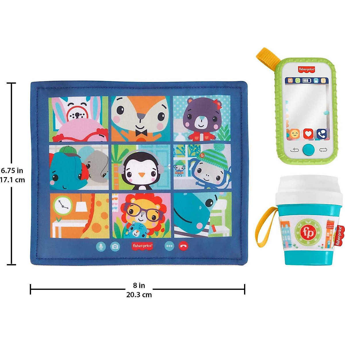 Fisher-Price Work From Home Toy Set, 3 take-along baby toys and teether for infants ages 3 months and up