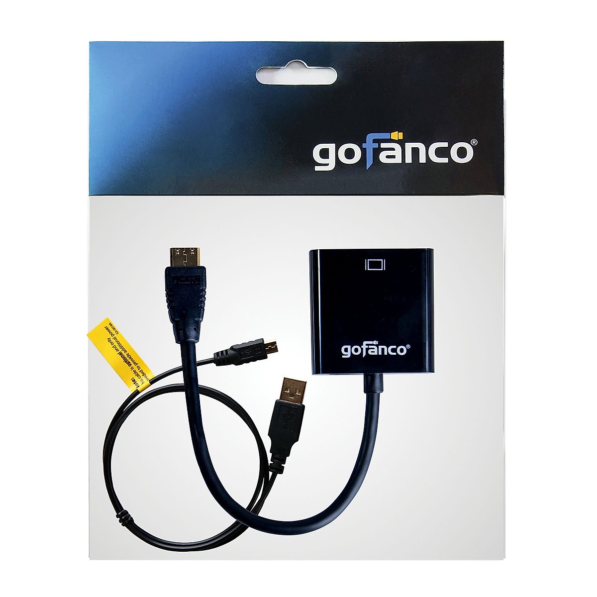 gofanco Active Mini HDMI to VGA Converter (Black) with Micro USB Power Cable for Mini HDMI Enabled Ultrabooks, notebooks, Tablets, Cameras and camcorders to Connect to VGA displays (MiniHDVGA)