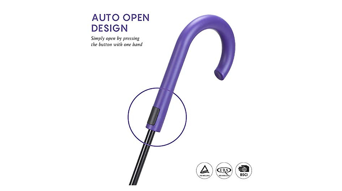 RUMBRELLA Purple UV Stick Umbrella - Auto Open & UPF 50+ Protection