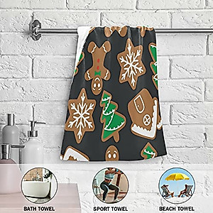 VIGTRO Christmas Gingersnap House Bath Hand Towels 2 Pack, Winter Kitchen Towels Gingerbread Man Ultra Soft and Highly Absorbent, Xmas Tree Cute Decorative Fingertip Towel for Home, Bathroom, Kitchen