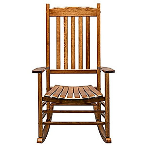 Patio Rocking Chair, Wooden Porch Rocker with High Back, 350Lbs Support Rocking Chairs for Both Outdoor and Indoor, Rocker Chair Patio Seating Chairs Rocking Chairs 62 x 86 x 117cm(L x W x H)