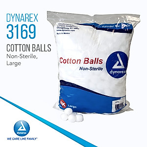 Dynarex 3169 Cotton Ball, Non-Sterile and Large Sized, Latex-Free, Pack of 1000