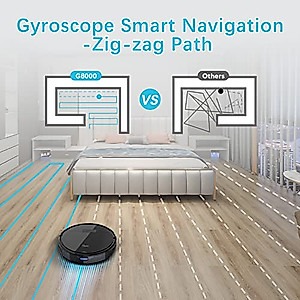 Tikom Robot Vacuum and Mop, G8000 Robot Vacuum Cleaner, 2700Pa Strong Suction, Self-Charging, Good for Hard Floors, Black