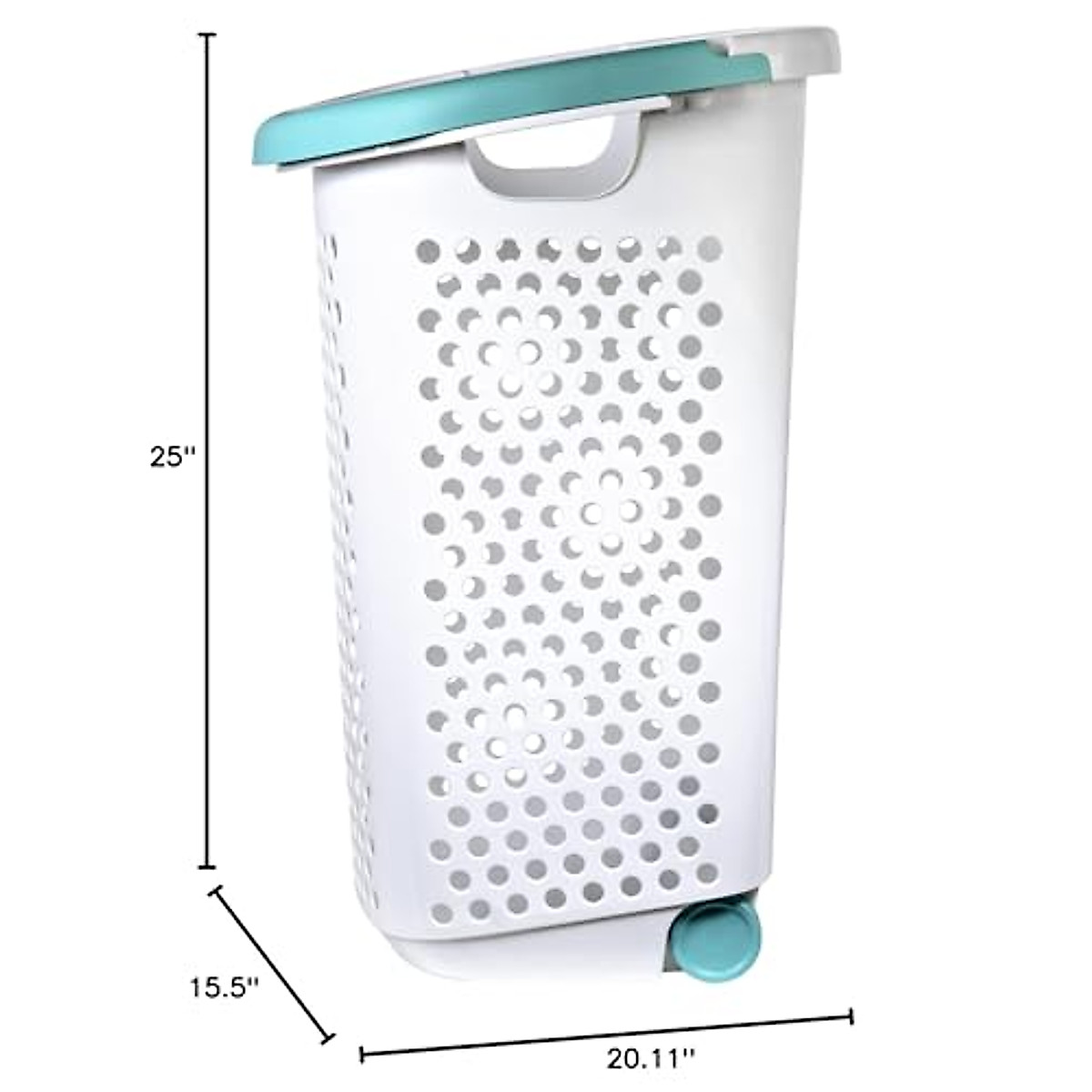CEPTEN 2 Bushel Rolling Plastic Laundry Hamper with Pop-up Handle, White, 2 Pack