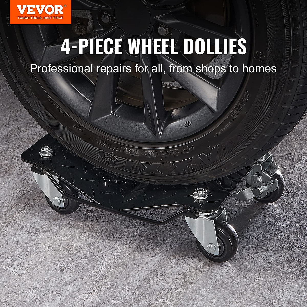 VEVOR Wheel Dolly, 6000 lbs/2722 kg Car Moving Dolly, Wheel Dolly Car Tire Stake Set of 4 Piece, Heavy-Duty Car Tire Dolly Cart Moving Cars, Trucks, Trailers, Motorcycles, and Boats