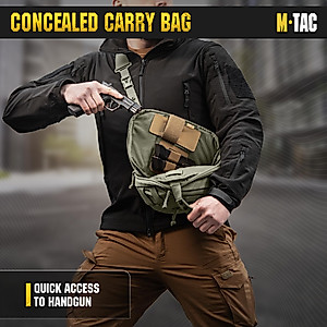 M-Tac Tactical Large Crossbody Bag for Men - Concealed Carry Sling - Multicam Black CCW Chest Bag - Elite Sphaera Shoulder Pack (Regular)