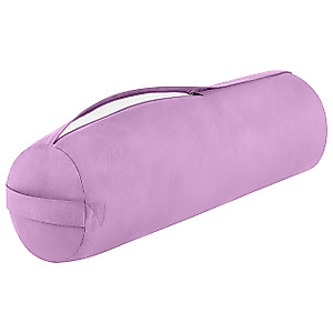 Retrospec Sequoia Yoga Bolster Pillow - Meditation Cushion for Yoga Practices - Includes Machine Washable 100% Cotton Cover & Durable Carry Handle; Round, Wisteria