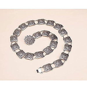 Felice Ann Womens Square Double Rows Waist Link Belt Dress Blouse Sweater Chain, One Size