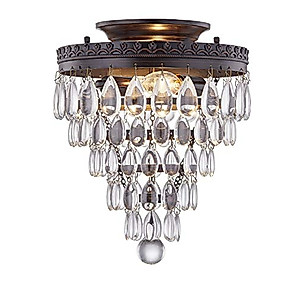 WISBEAM Semi Flush Mount Ceiling Light, K9 Crystal, E12 Base 2 Light, Bulb not Included