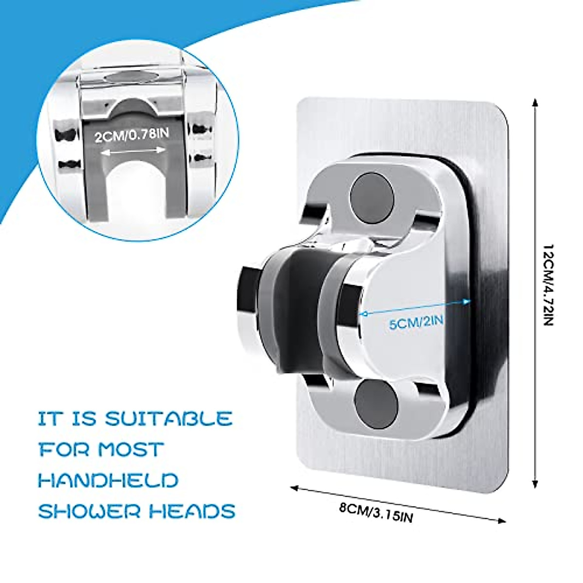 Thinp Strong Adhesive Shower Holder, Handheld Shower Head Holder No Drilling Wall Mounted Shower Bracket Shower Hose Holder for Handheld Shower Head