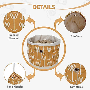 TOGETRUE Yarn Bag, Small Knitting Crochet Bag, Portable Yarn Storage Bags Organizer for Crocheting Project, Store Skein Ball, Short Knitting Needle (Yellow)