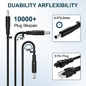 New Dell 130W AC Adapter Laptop Charger for Dell XPS 15 7590 9570 9560 9550 9530 Precision 5510 5520 5530 5540 M3800 Vostro 7500 7510 Inspiron 7459 HA130PM130 0V363H DA130PM130 09TXK7 P56F 4.5mm