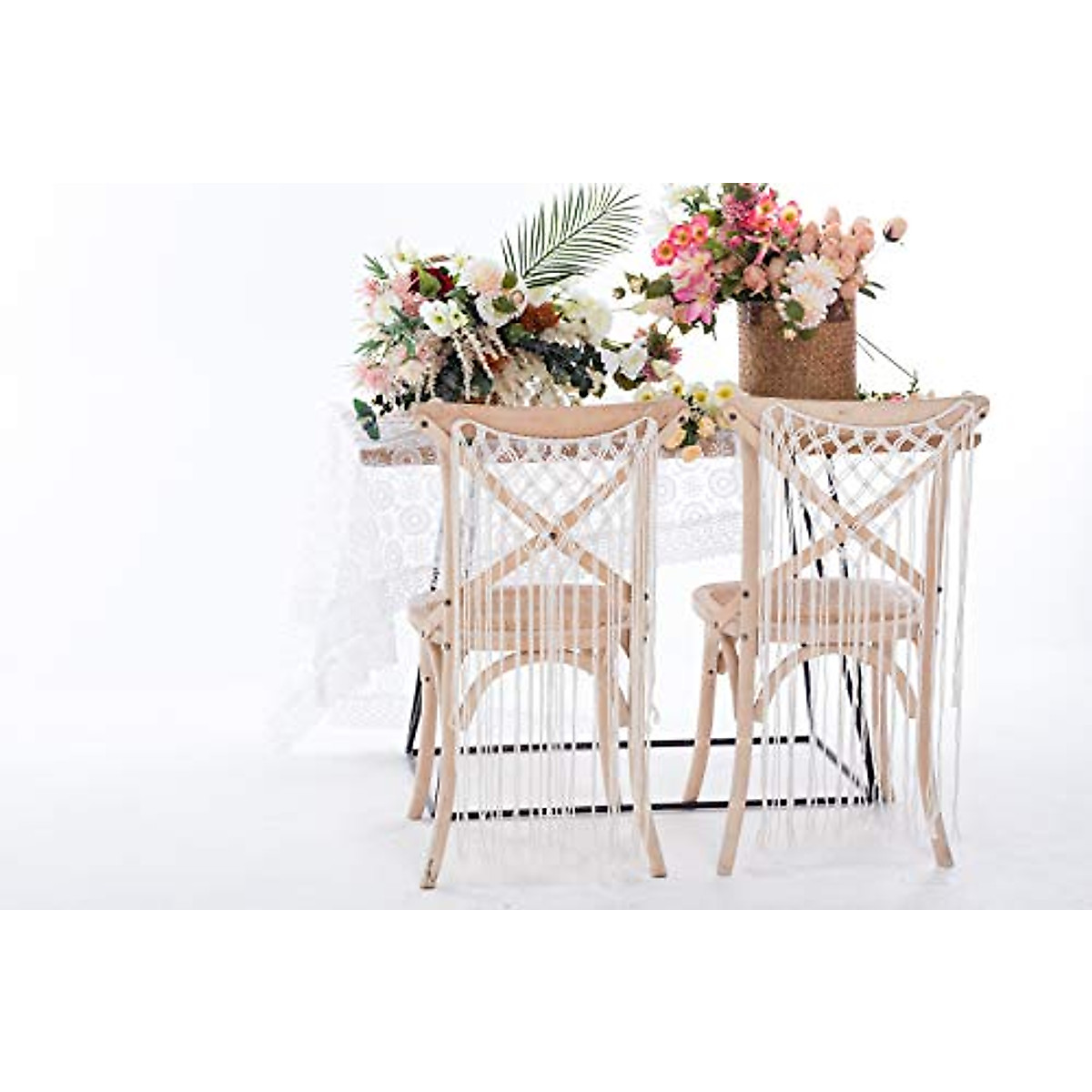 Hysunland Macrame Chair Decor for Wedding Party Chair Decorations Boho Home Décor, Set of 2