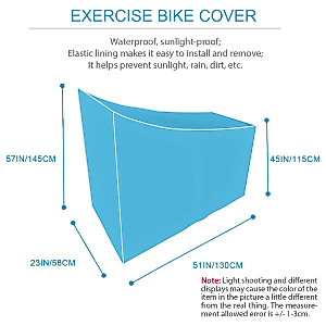 Exercise Bike Cover, Upright Indoor Cycling Protective Cover, Oxford Cloth Dustproof/Waterproof/Sun-Proof, Suitable for Indoor/Outdoor Protection (23" W x 51" L x 57" H), Blue