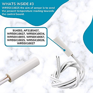 JACS WR51X10055 Refrigerator Defrost Heater Kit with WR50X10068 Thermostat and WR55X10025 Sensor - Compatible with GE Hotpoint Models