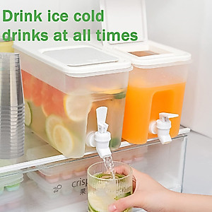1 Gallon Drink Dispenser Beverage Water Dispenser for Fridge Plastic Cold Drink Dispenser with Spigot Juice Lemonade Dispenser with 30Pcs Hard Plastic Cups for Parties Stand and Daily Use