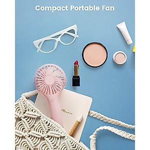 Edvision Handheld Fan, Portable Fan Mini Fan Powerful Hand Fan with 3 Speeds, USB Rechargeable Personal Fan, Makeup Lash Fan for Stylish Girls, Cute Small Pocket Fan for Travel/Outdoor/Home, Pink