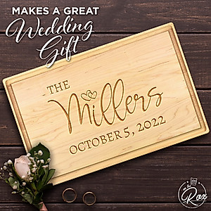 Personalized Gifts for Couples - Custom Engraved 12x8.25" Maple Cutting Board - 6 Designs - Wood Wedding Gifts with Initials - Handmade Wooden Charcuterie Boards by On The Rox