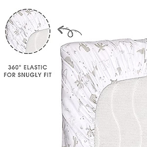 David's Kids Crib Fitted Sheets Grey-100% Cotton Baby Boys and Girls Crib Sheets for Standard Crib and Toddler Mattress-Nursery Sheets-2 Pack-Woodland Dinosaurs/Claws-52x28 Inches