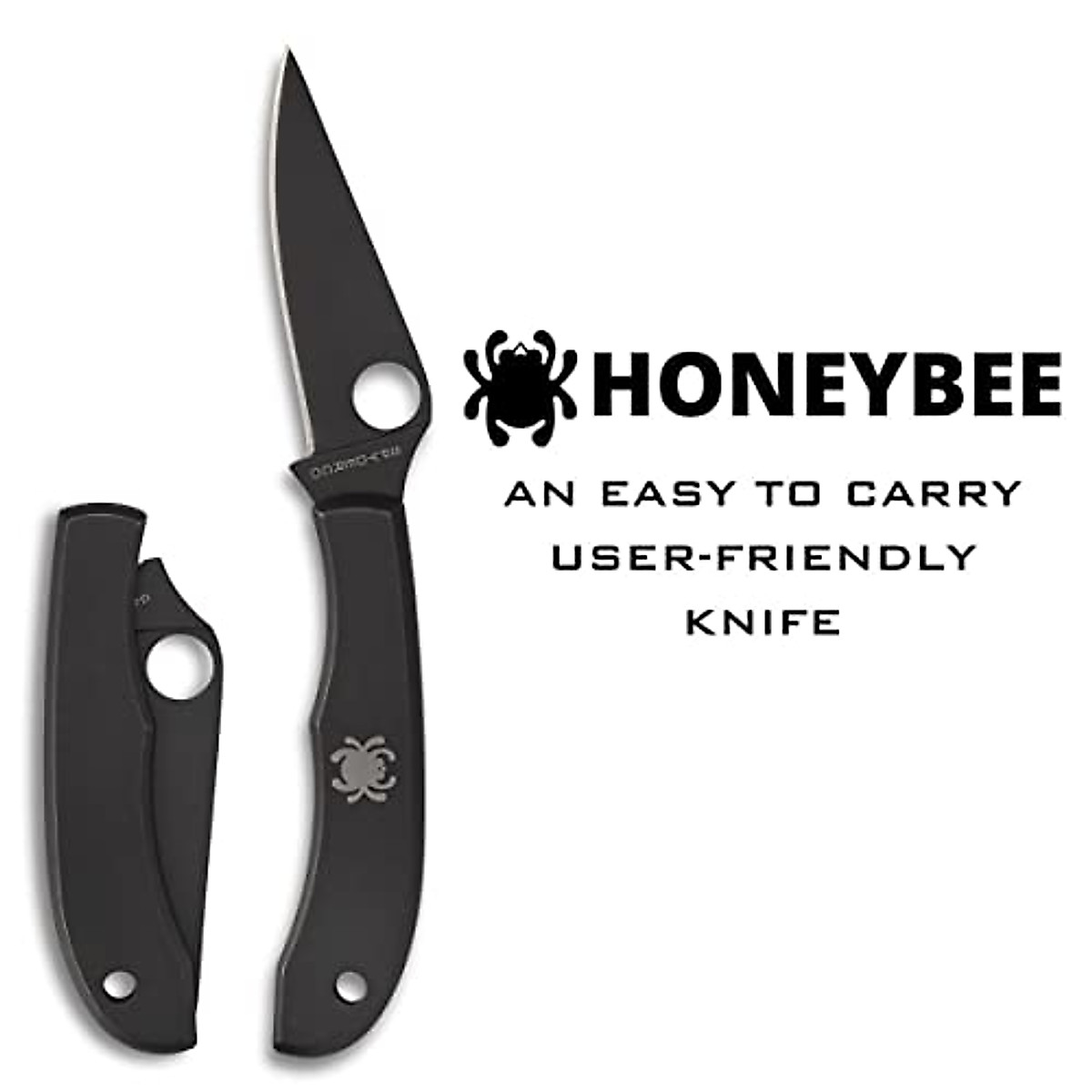 Spyderco Honeybee Black Non-Locking Knife with 1.67" 3CR Steel Blade and Durable Steel Handle - Plainedge - C137BKP