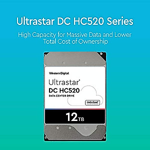 HGST - WD Ultrastar DC HC520 HDD | HUH721212ALE600 | 12TB 7.2K SATA 6Gb/s 256MB Cache 3.5-Inch Helium Data Center Internal Hard Disk Drive
